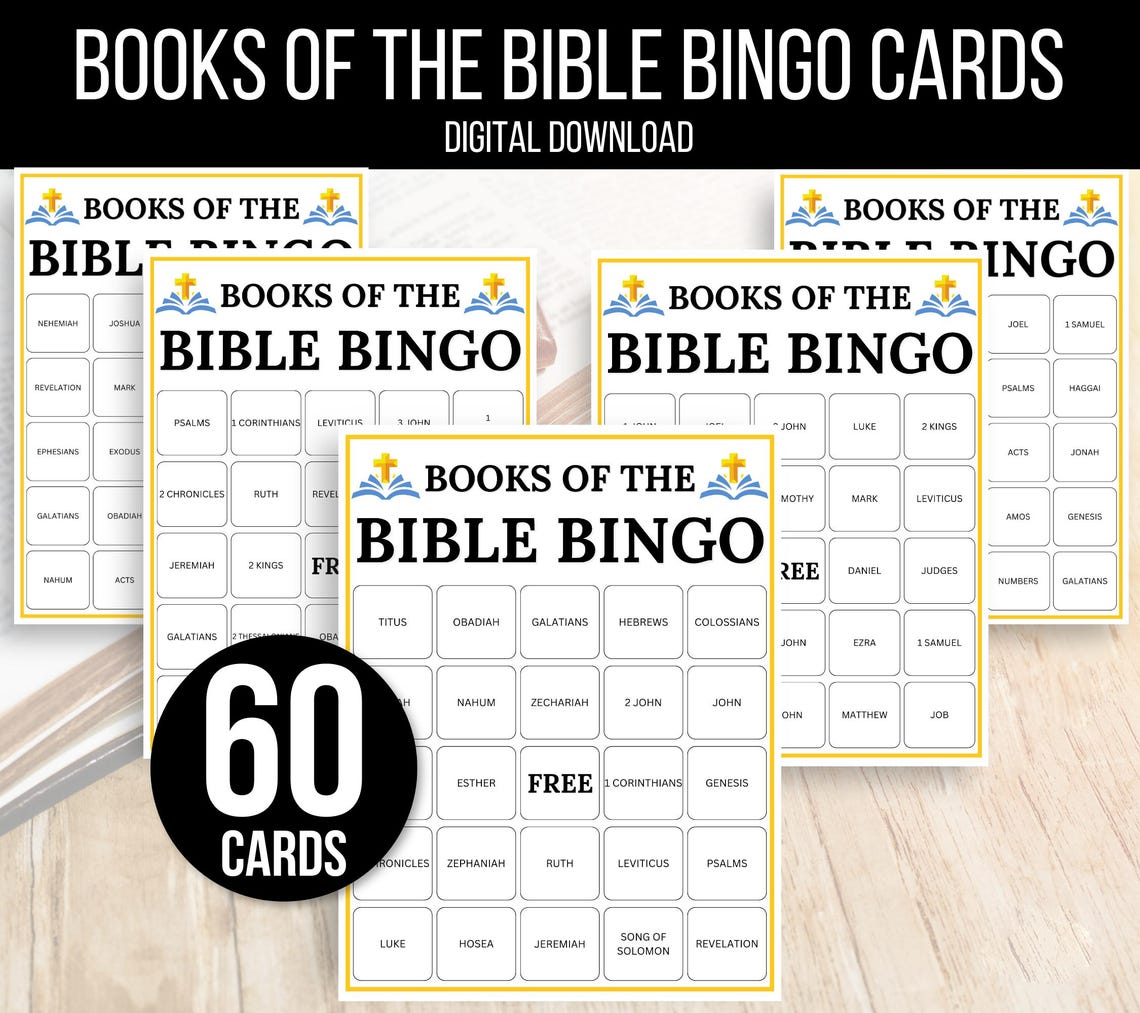 Books of the Bible Bingo, Bible Bingo, 60 Bible Bingo Cards, Bible ...