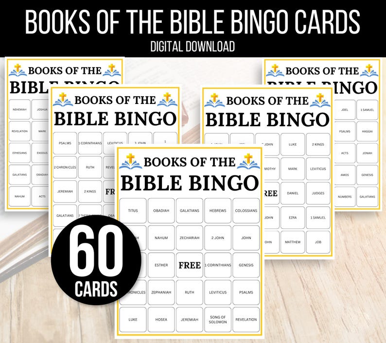 Books of the Bible Bingo, Bible Bingo, 60 Bible Bingo Cards, Bible ...