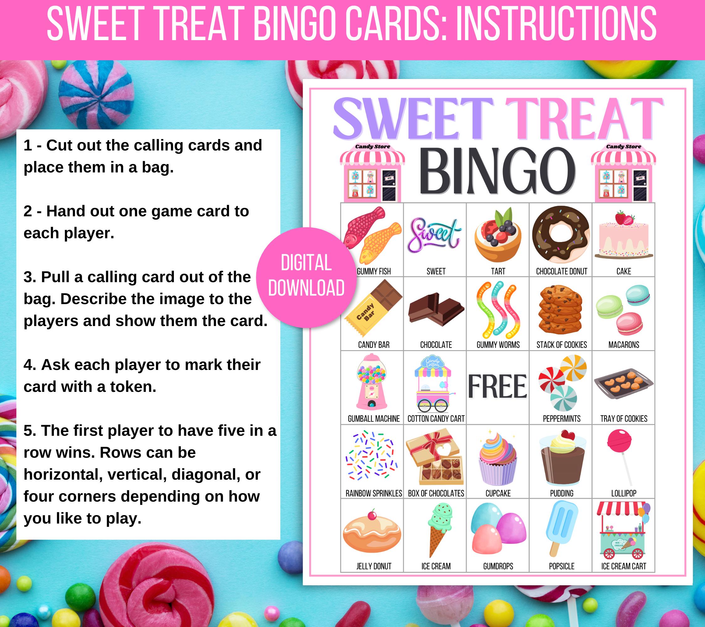 Sweet Treats Bingo, Candy Bingo, 30 Printable Candy Bingo Cards, Candy ...