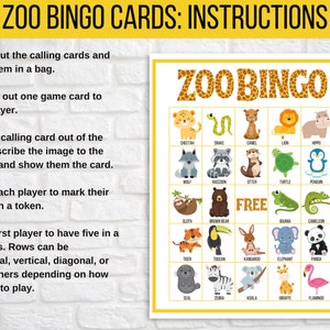 Zoo Bingo, 30 Printable Zoo Bingo Cards, Animal Bingo, Zoo Party Game ...
