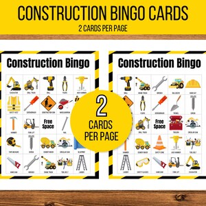 Construction Bingo, 30 Printable Construction Bingo Cards, Construction ...