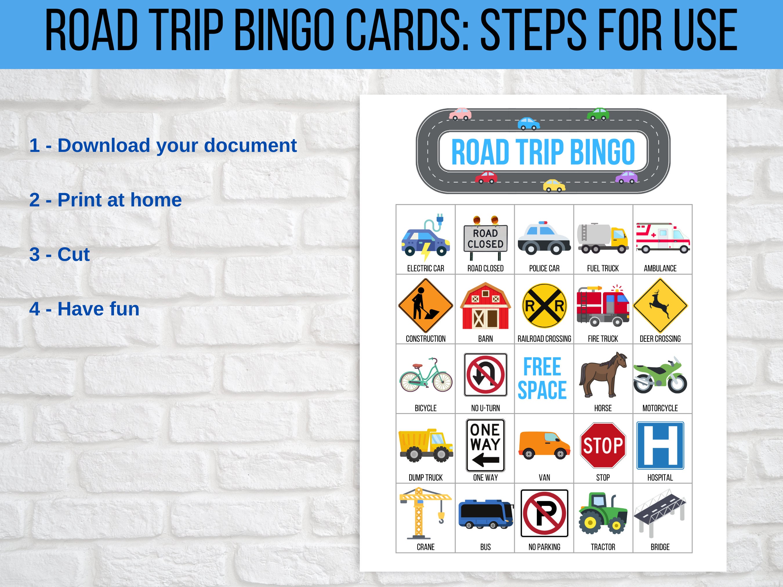 Road Trip Bingo 10 Printable Road Trip Bingo Cards Family - Etsy UK