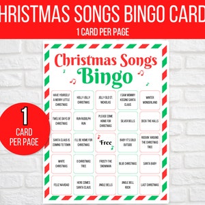 Christmas Songs Bingo, 50 Printable Christmas Songs Bingo Cards ...