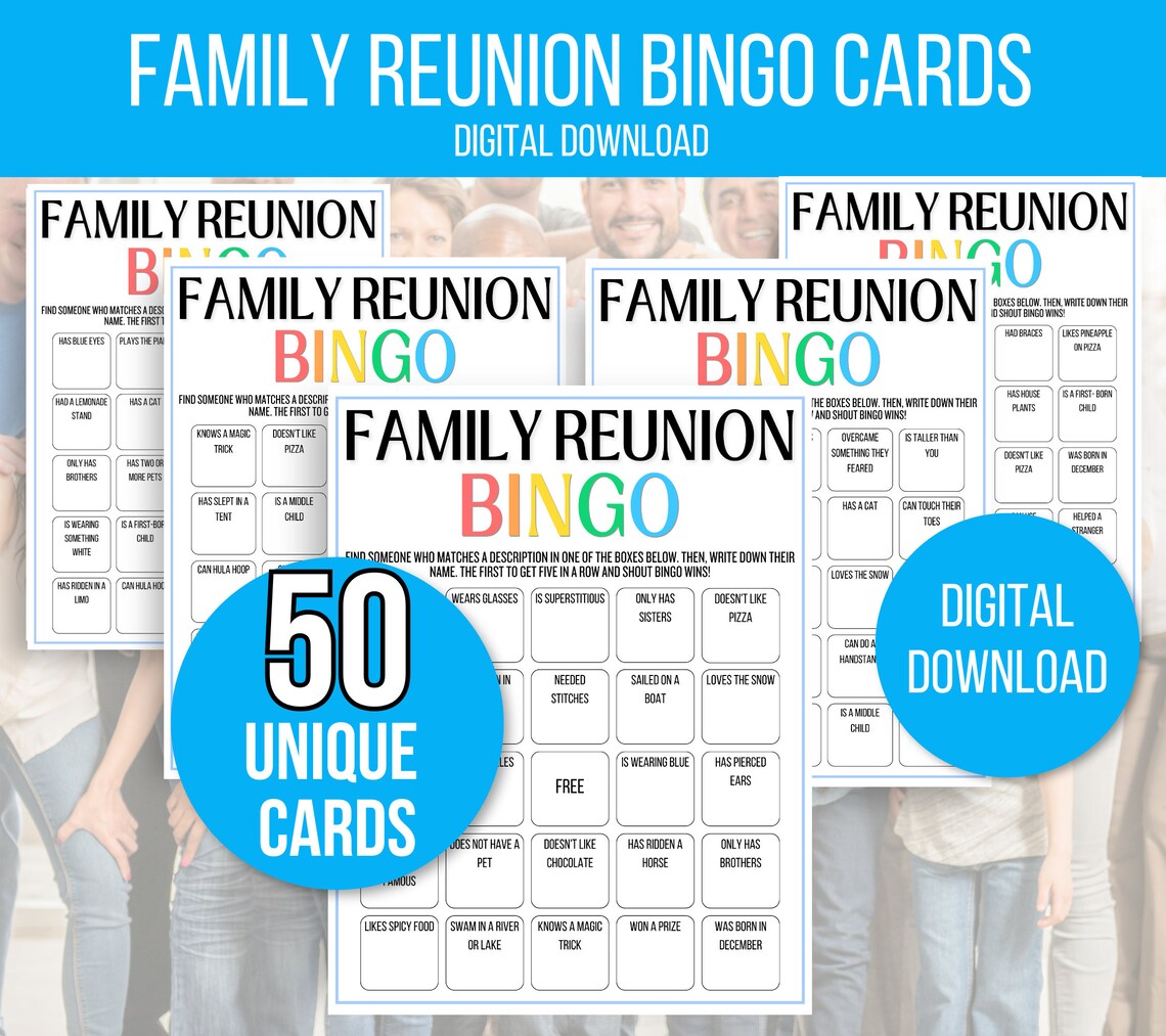 Family Reunion Bingo, Find Someone Who Bingo, Find the Relative Bingo ...