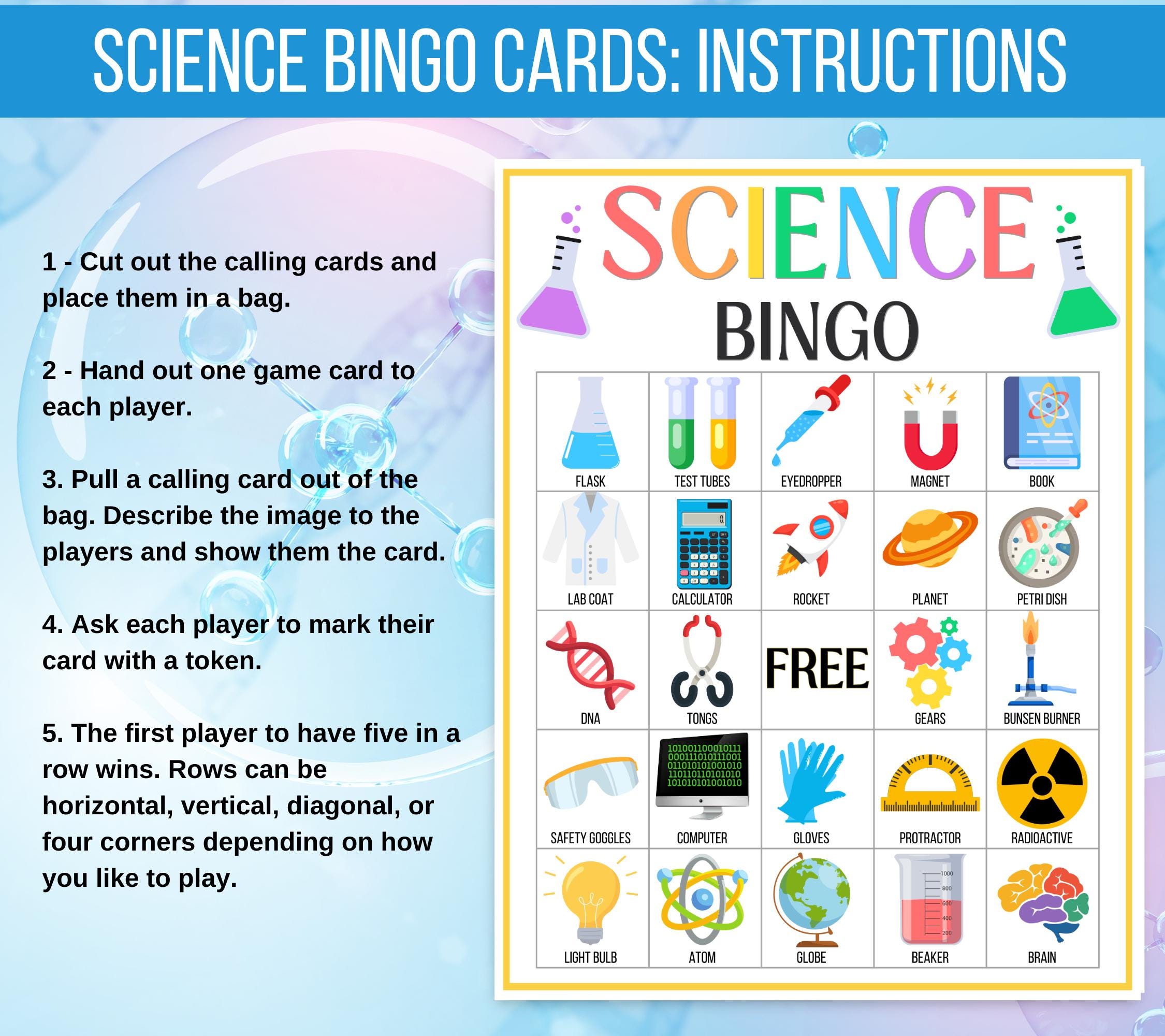 Science Bingo, 30 Printable Science Bingo Cards, Chemistry Bingo, Mad ...