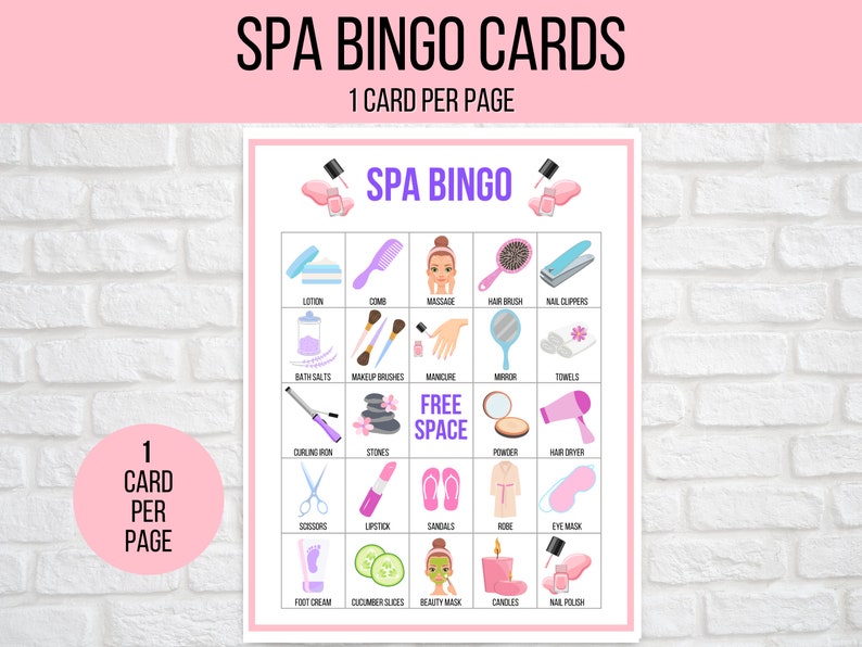 Spa Bingo Printable Game Spa Birthday Party Game Girls Party - Etsy ...