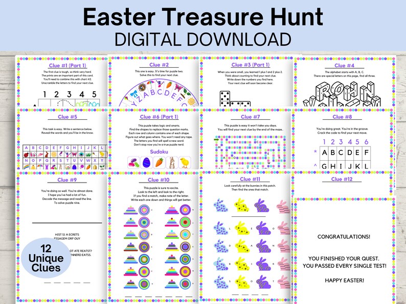 Indoor Easter Treasure Hunt for Older Kids Easter Scavenger - Etsy