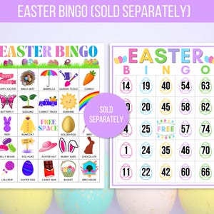 Easter Bingo, 60 Printable Easter Bingo Cards, Easter Activity for Kids ...