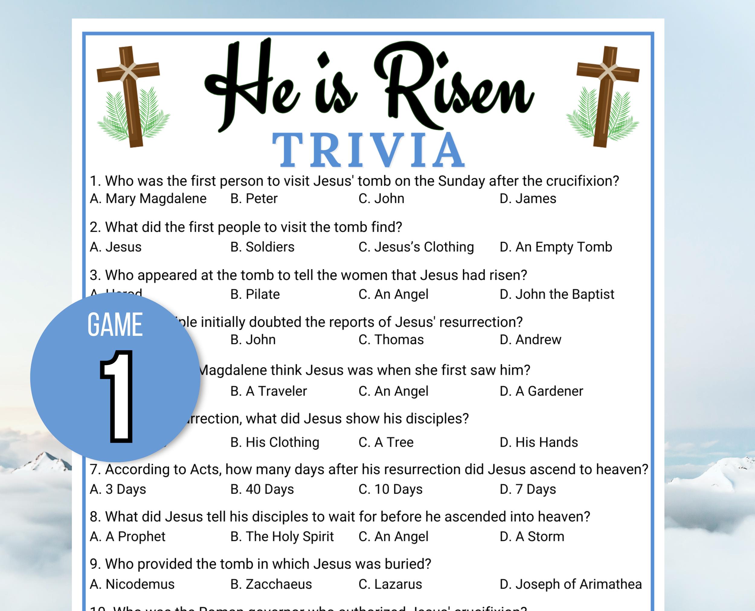 Easter Bible Trivia, Resurrection Trivia, He is Risen Trivia, Religious ...