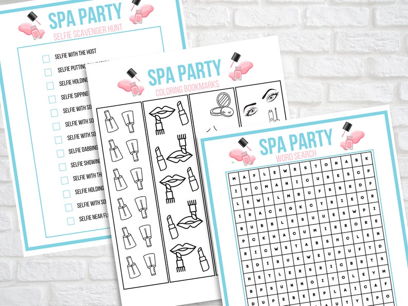 Spa Party Games Printable, Spa Party Activities, Girls Spa Party Games ...