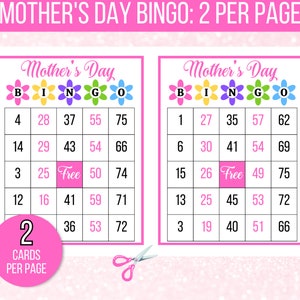 Mother's Day Bingo, 150 Mother's Day Bingo Cards, Mother's Day Activity ...