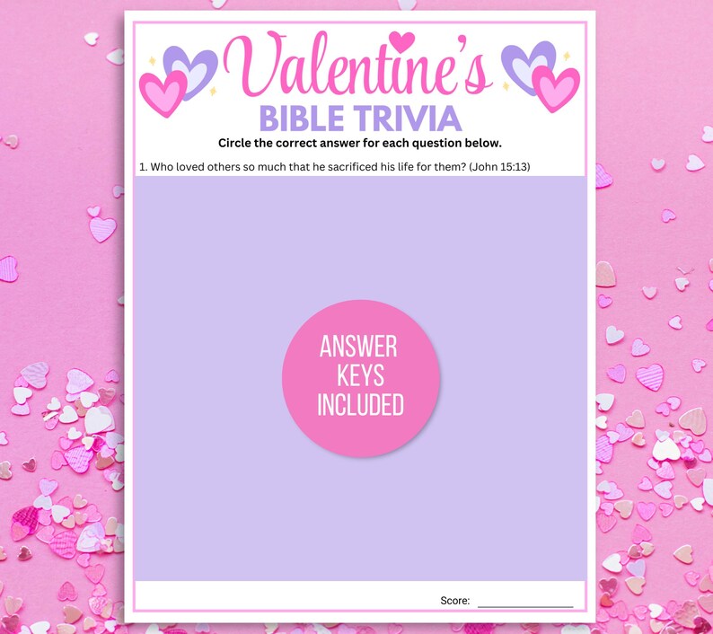 Valentine's Bible Trivia Games, Valentine's Day Trivia, Valentine's Day ...