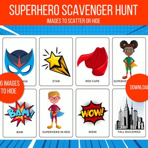 Superhero Scavenger Hunt, Superhero Game, Superhero Birthday, Superhero ...