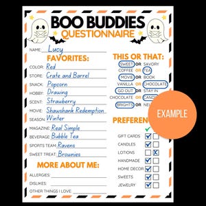 Halloween Boo Buddy Questionnaire, Boo Buddies Printable, Printable Boo ...
