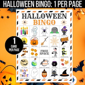 Halloween Bingo, 50 Halloween Bingo Cards, Halloween Games, Kids ...