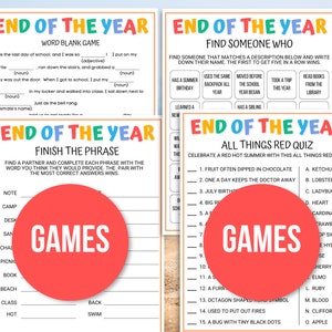 End of Year Party Games, Last Day of School Game Bundle, End of School ...
