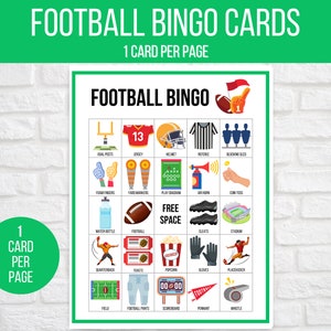Football Bingo, 30 Unique Printable Football Bingo Cards, Football Game ...