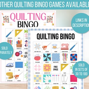 Quilt Bingo, 30 Printable Quilt Bingo Cards, Quilting Bingo, Quilting ...
