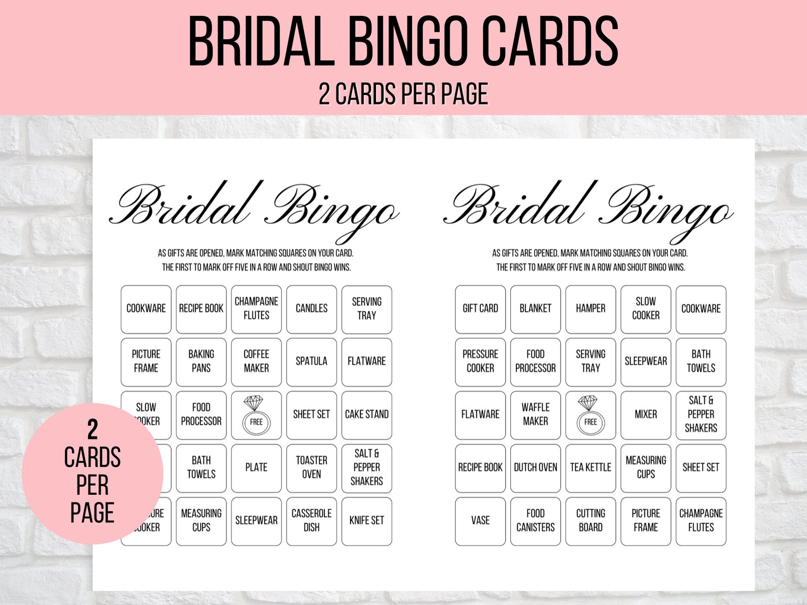 60 Bridal Bingo Cards Unique Prefilled Bridal Bingo Game - Etsy