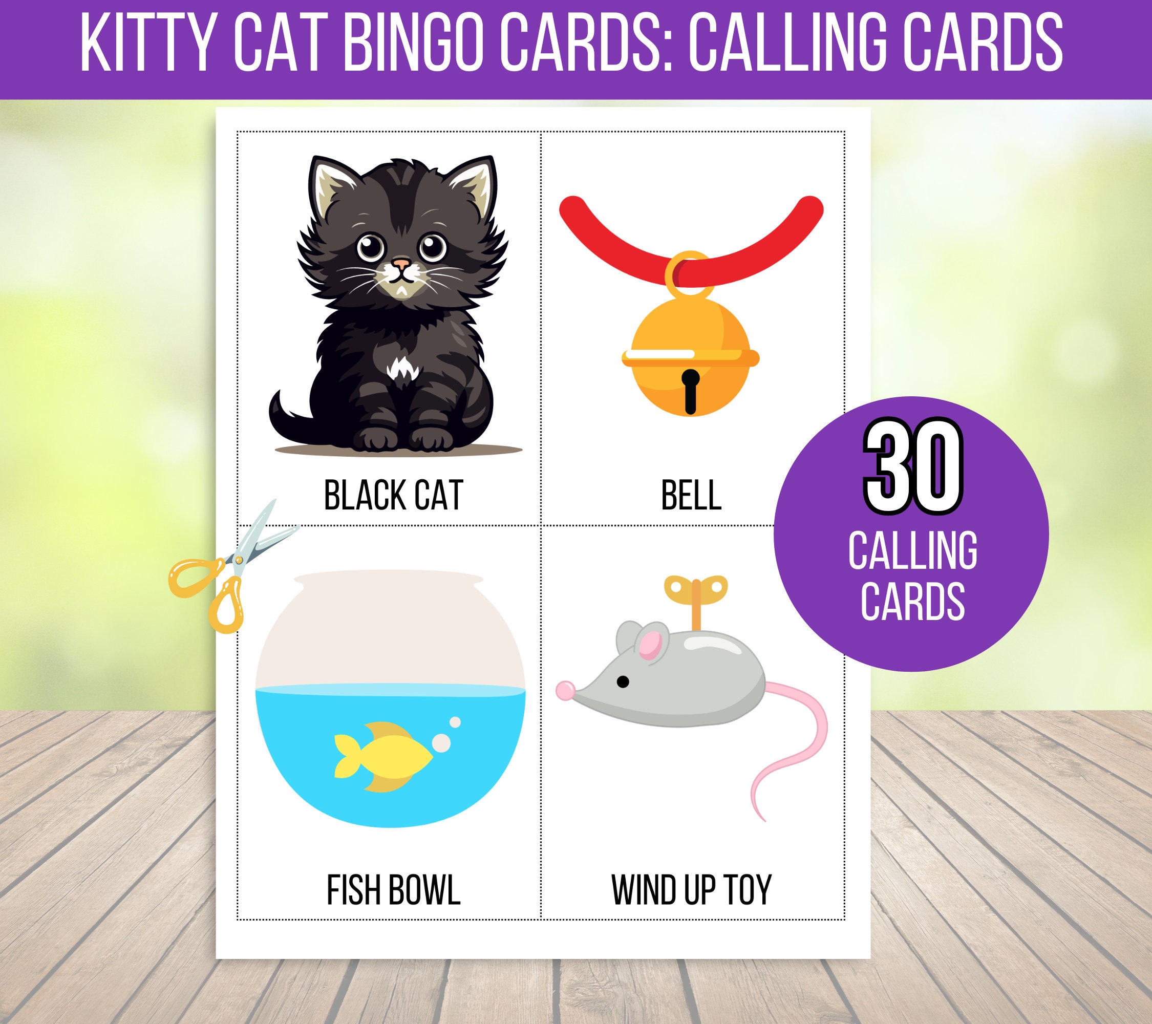 Cat Bingo, 30 Printable Kitty Cat Bingo Cards, Cat Birthday Party Game ...
