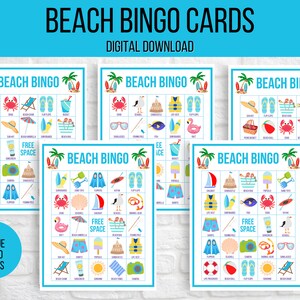 Beach Bingo Fun in the Sun Bingo 30 Printable Beach Bingo - Etsy