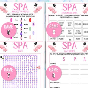 Spa Party Games Printable, Spa Party Activities, Girls Spa Party Games ...