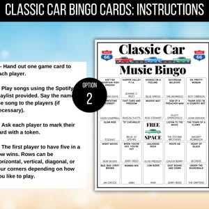 Music Bingo, Classic Car Music Bingo, Oldies Song Bingo, Oldies Music ...