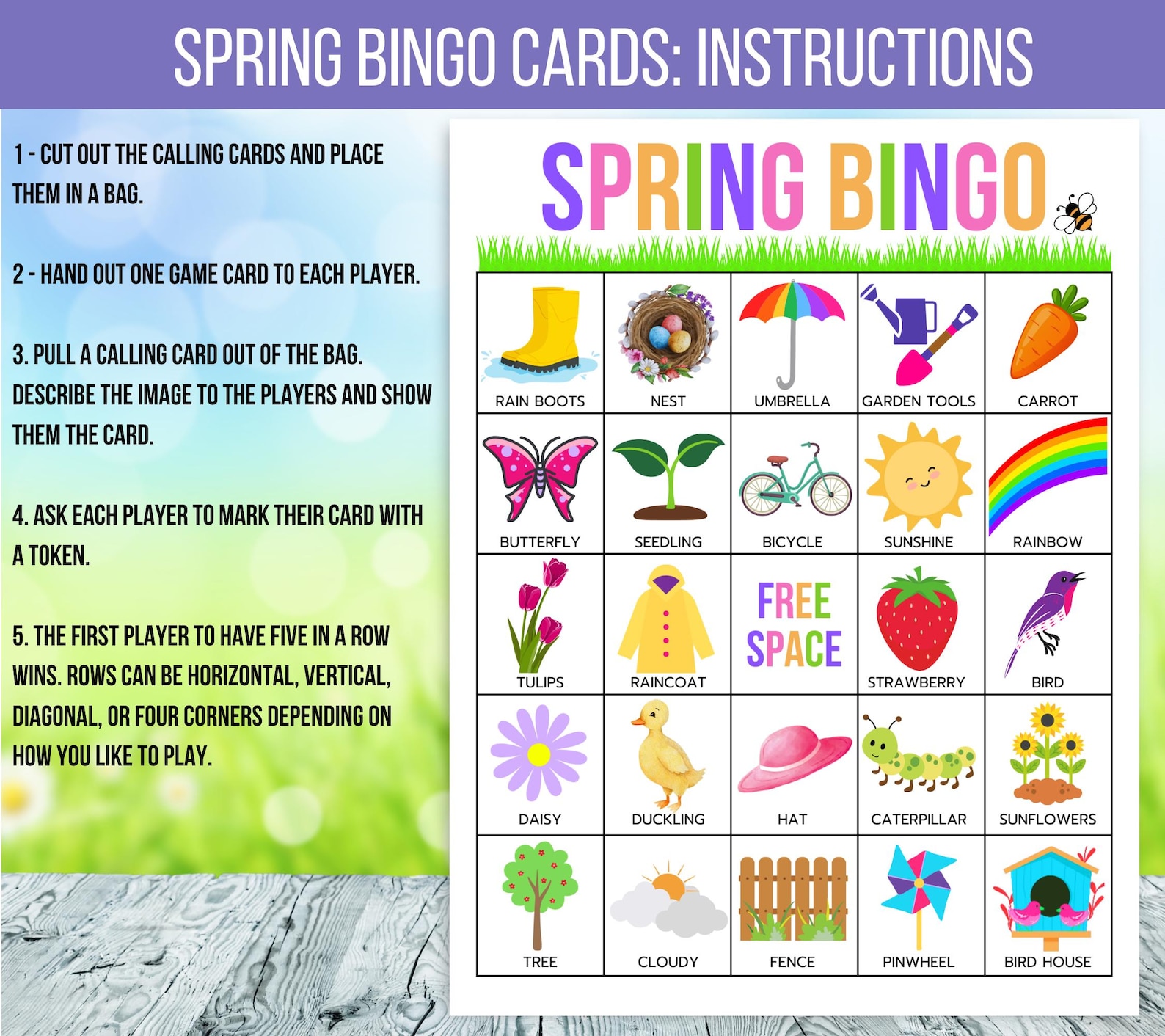 Printable Spring Bingo, 30 Spring Bingo Cards, Spring Activity for Kids ...