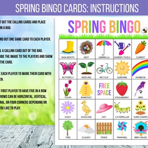Printable Spring Bingo, 30 Spring Bingo Cards, Spring Activity for Kids ...