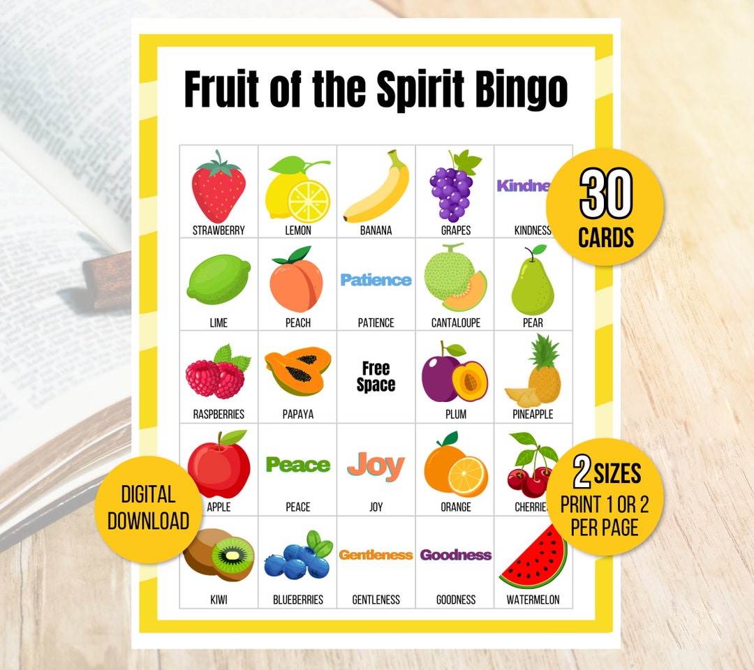 Fruit of the Spirit Bingo, Bible Bingo, 30 Fruit of the Spirit Bingo ...