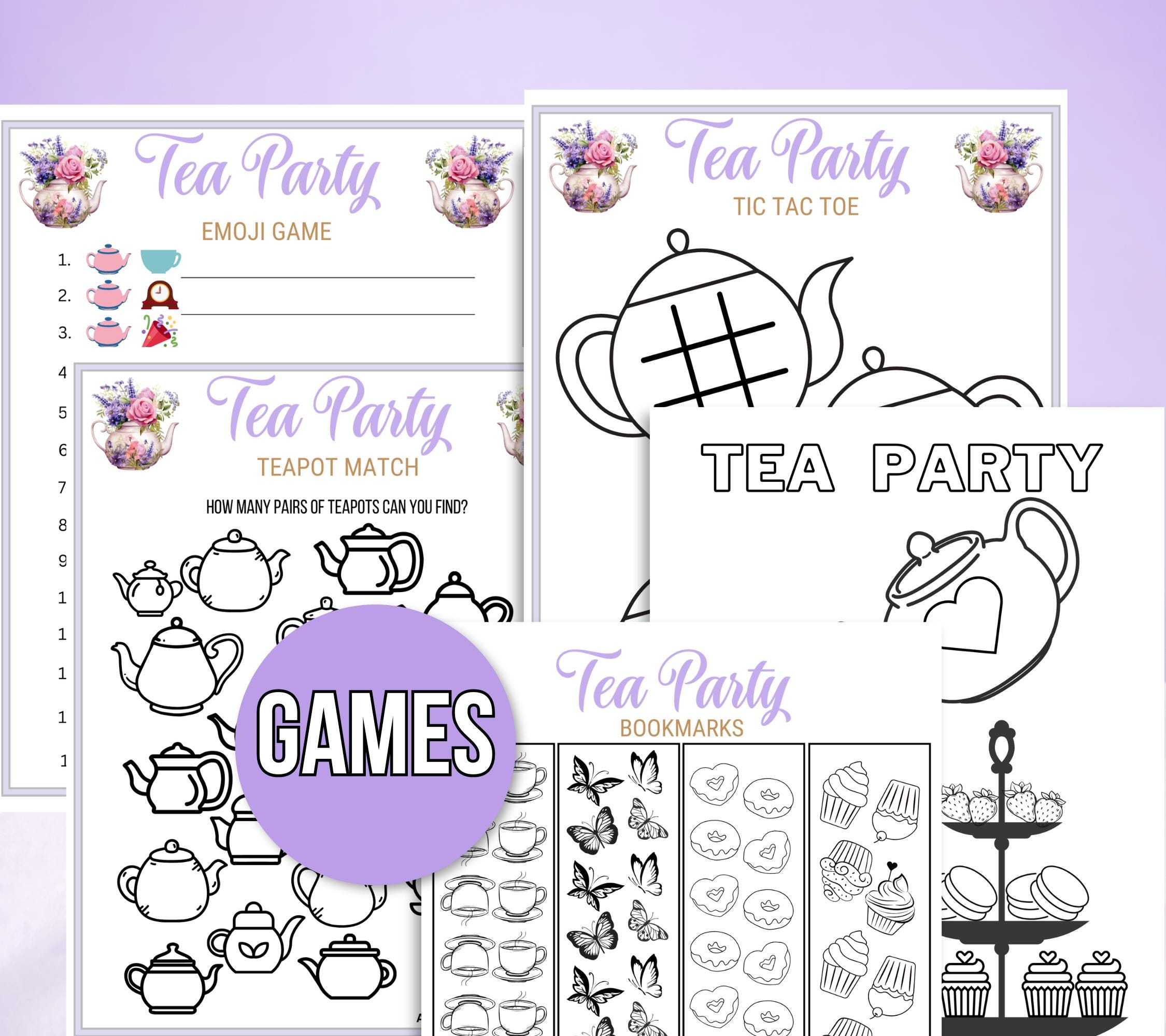 Tea Party Games Printable, Tea Party Activities, Girls Tea Party Games ...