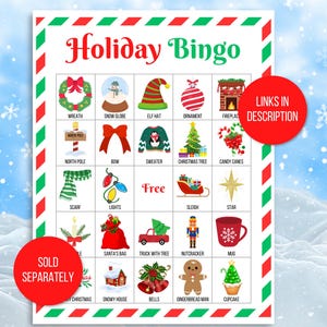300 Holiday Bingo Cards, Happy Holiday Game, 1, 2, or 4 per Page ...
