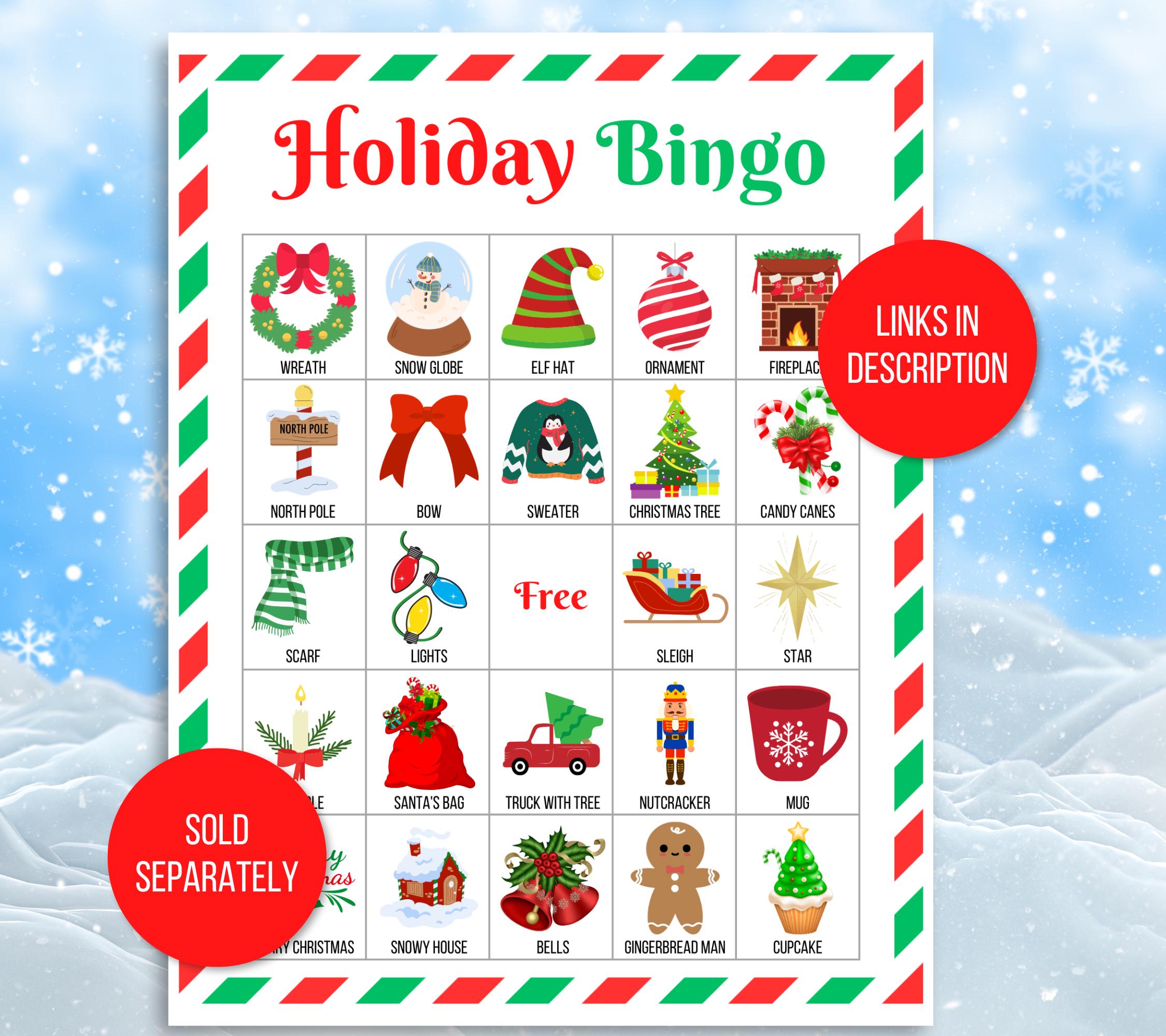 300 Holiday Bingo Cards, Happy Holiday Game, 1, 2, or 4 per Page ...