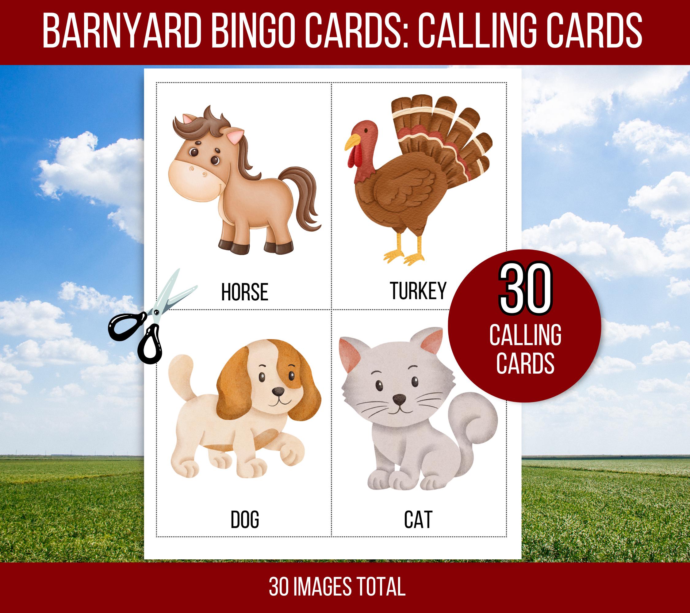 Barnyard Bingo, 30 Printable Barnyard Bingo Cards, Farm Bingo, Farm ...