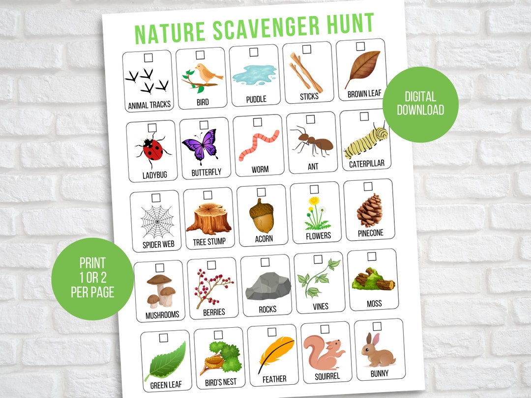 Nature Scavenger Hunt for Kids, Outdoor Nature Scavenger Hunt, Hike ...