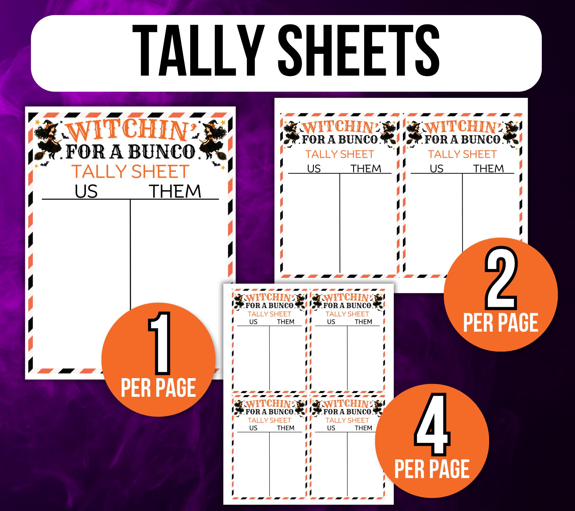 Halloween Bunco Score Sheet, Halloween Bunco Tally Sheets, Halloween ...