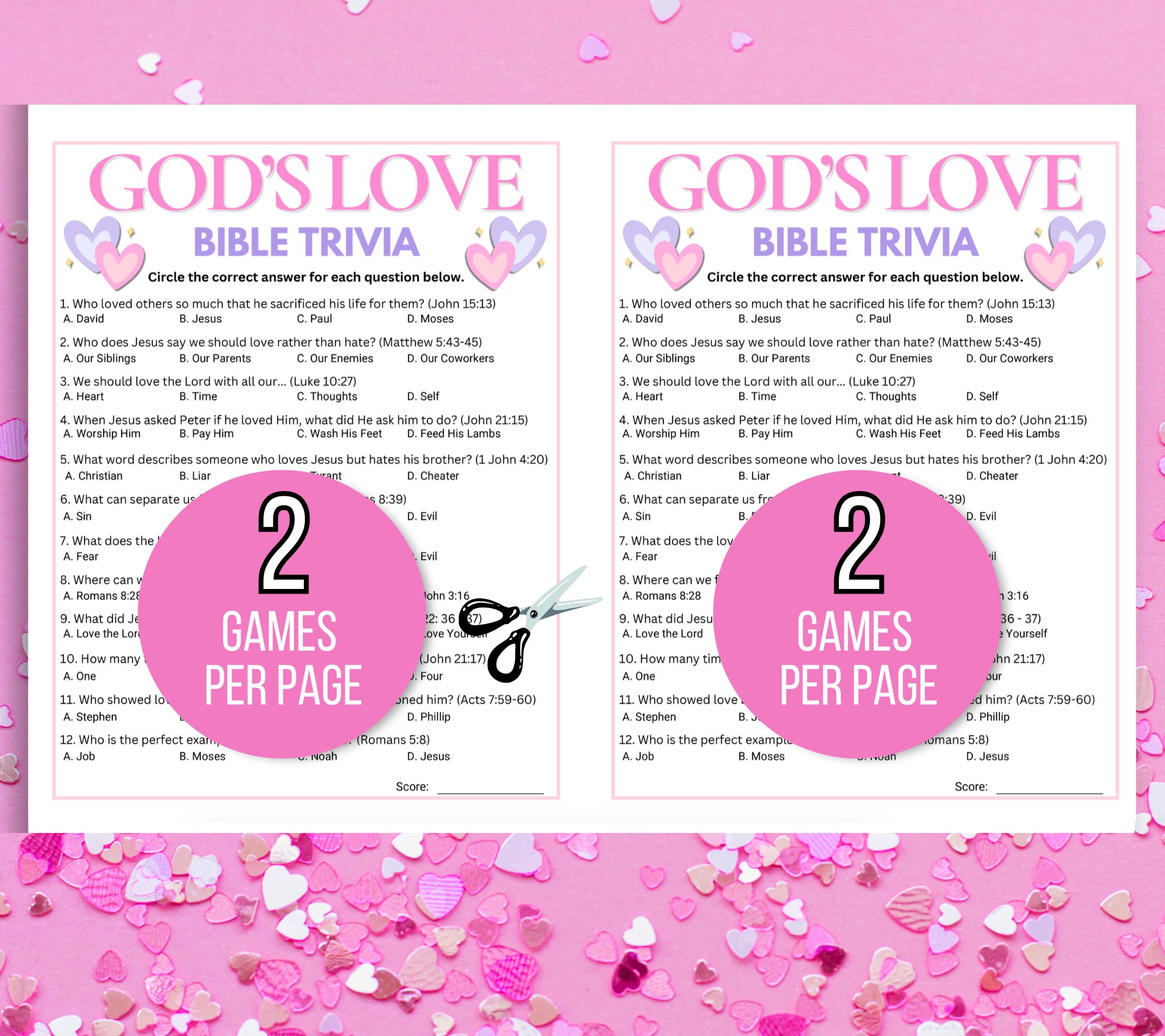 Gods Love Bible Trivia Game, Gods Love Game, Valentine’s Bible Trivia ...