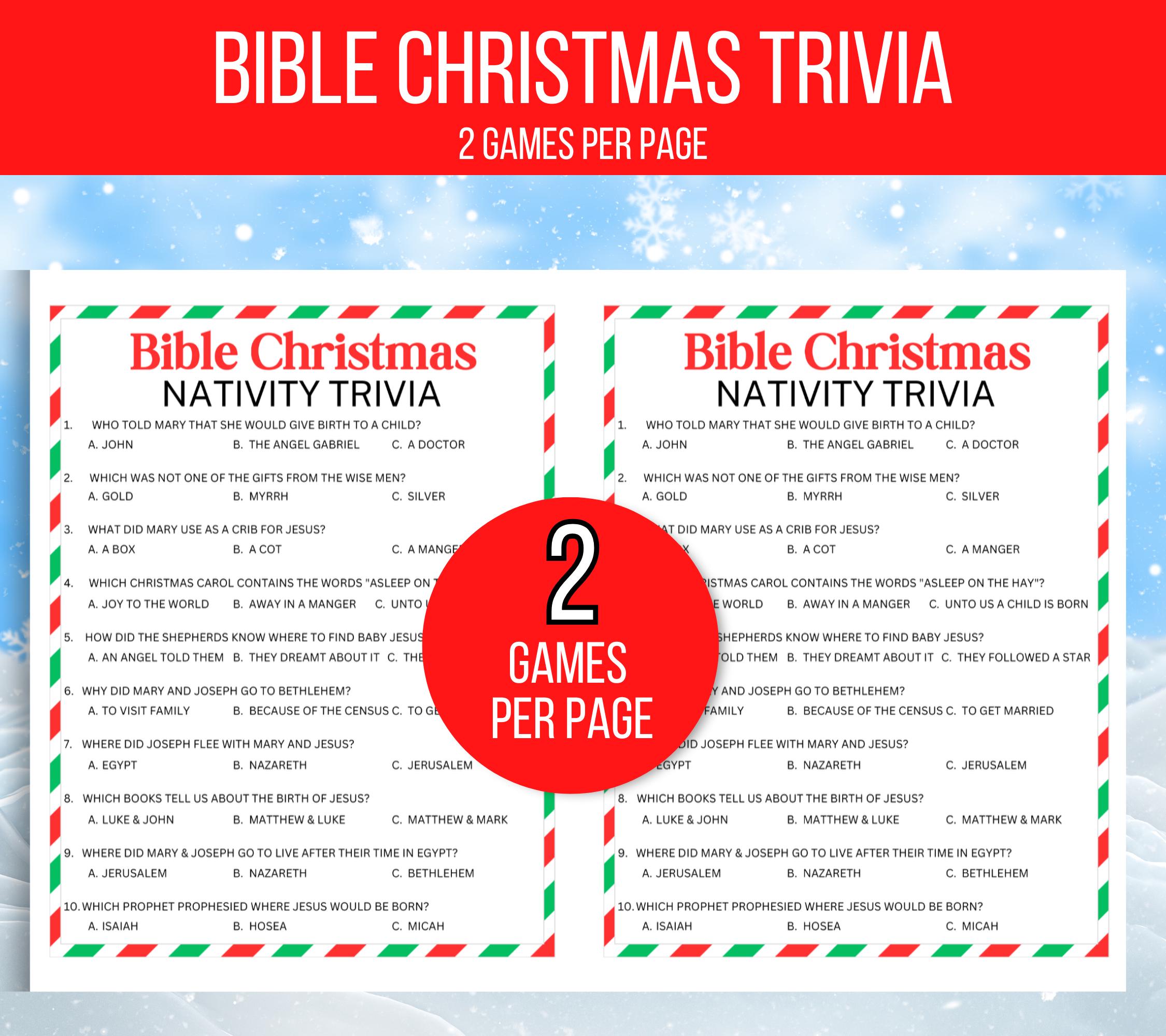 Christmas Bible Trivia Game, Church Christmas Party Game, Fun Christmas ...