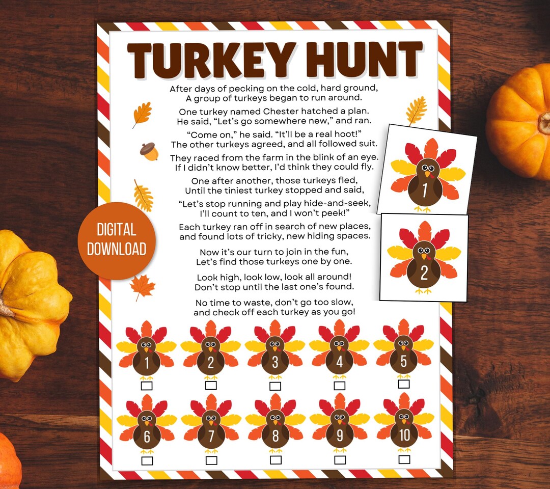 Thanksgiving Scavenger Hunt, Turkey Hunt Game, Thanksgiving Treasure ...
