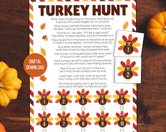 Thanksgiving Turkey Hunt Game, Thanksgiving Scavenger Hunt, Printable ...