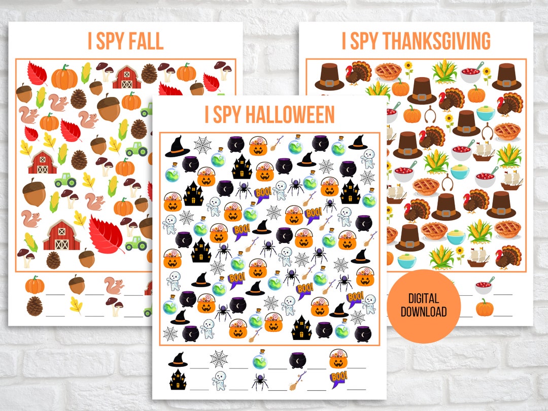 I Spy Autumn, I Spy Halloween, I Spy Printable Thanksgiving Activity ...