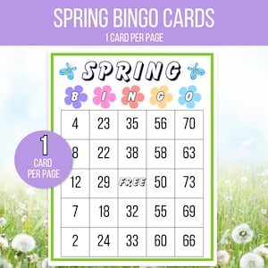 Spring Bingo, 100 Spring Bingo Cards, Spring Carte Bingo, Spring ...