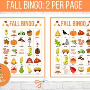 Fall Bingo, 30 Fall Bingo Cards, Fall Picture Bingo, Autumn Bingo ...