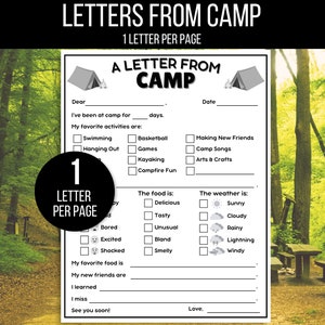 Letters From Camp, Summer Camp Letters, Printable Letter From Camp ...