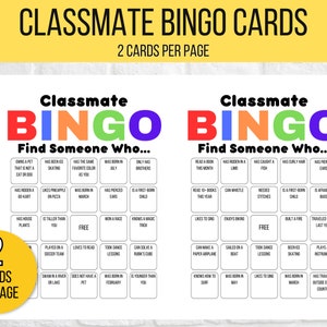 Classmate Bingo, Get to Know You Bingo, Find Someone Who Bingo, Find ...