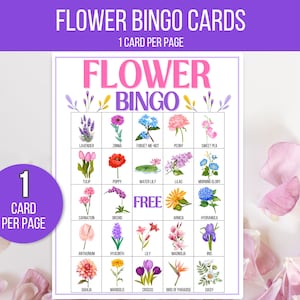 Flower Bingo, Spring Bingo, Garden Bingo, 40 Printable Flower Bingo ...