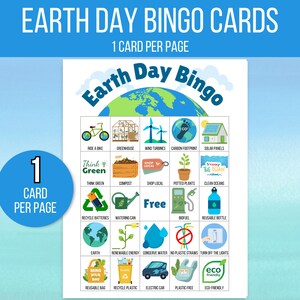 Earth Day Bingo, Earth Day Game, Earth Day Party Activity, Earth Day ...