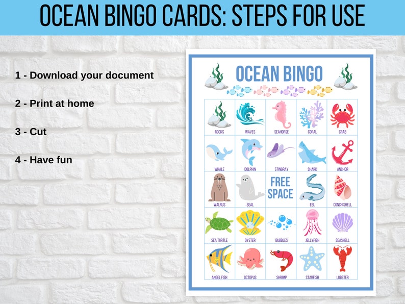 Ocean Bingo Under the Sea Bingo 30 Printable Ocean Bingo - Etsy