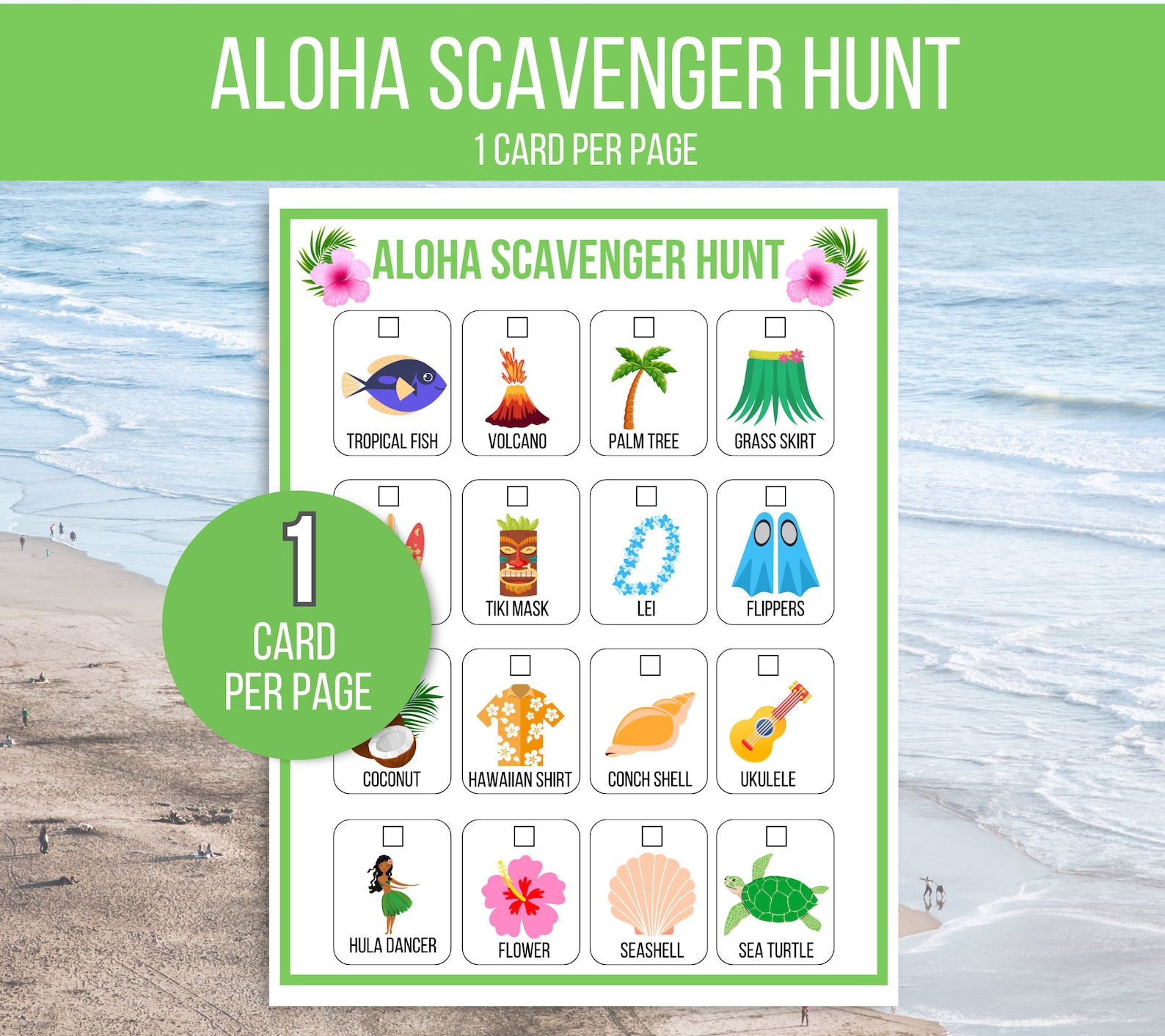 Aloha Scavenger Hunt, Printable Aloha Party Game, Aloha Birthday, Aloha ...