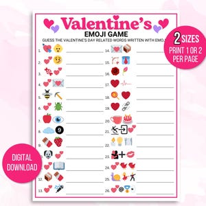 Valentine's Day Emoji Game, Emoji Valentine's Day Game, Valentine's ...